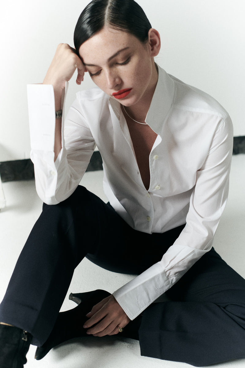 INFINITY COLLAR SHIRT - IBIEFFE ITALIAN COTTON – Chava Studio