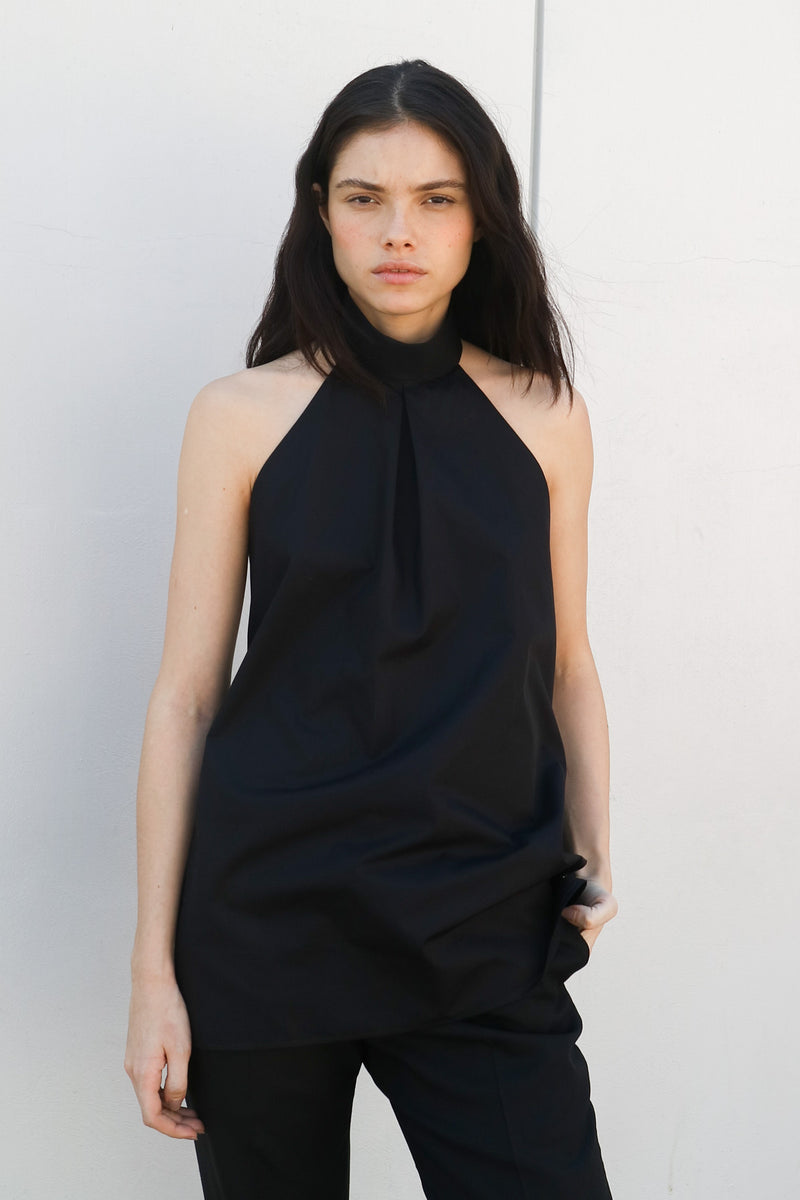 LETY BACKLESS TUNIC IN BLACK POPLIN – Chava Studio